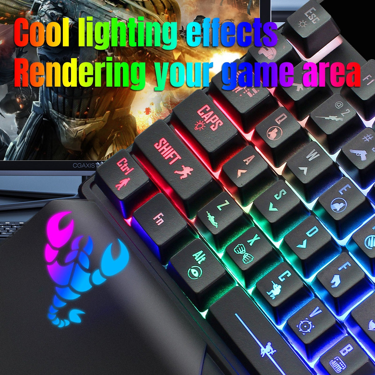 HXSJ J300+V400 Keyboard and Mouse Combo RGB Lighting Programmable Gami ...