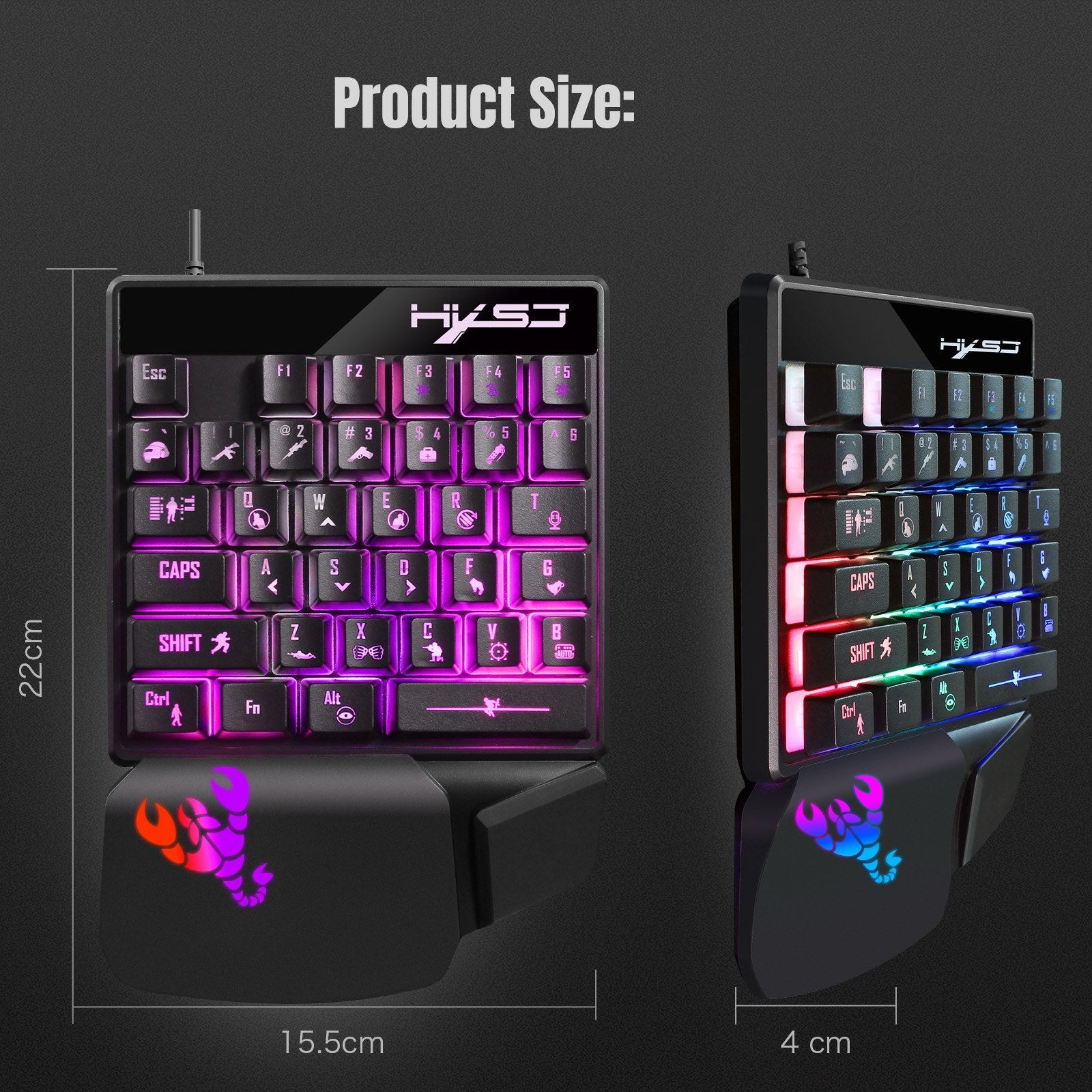HXSJ J300+V400 Keyboard and Mouse Combo RGB Lighting Programmable Gami ...