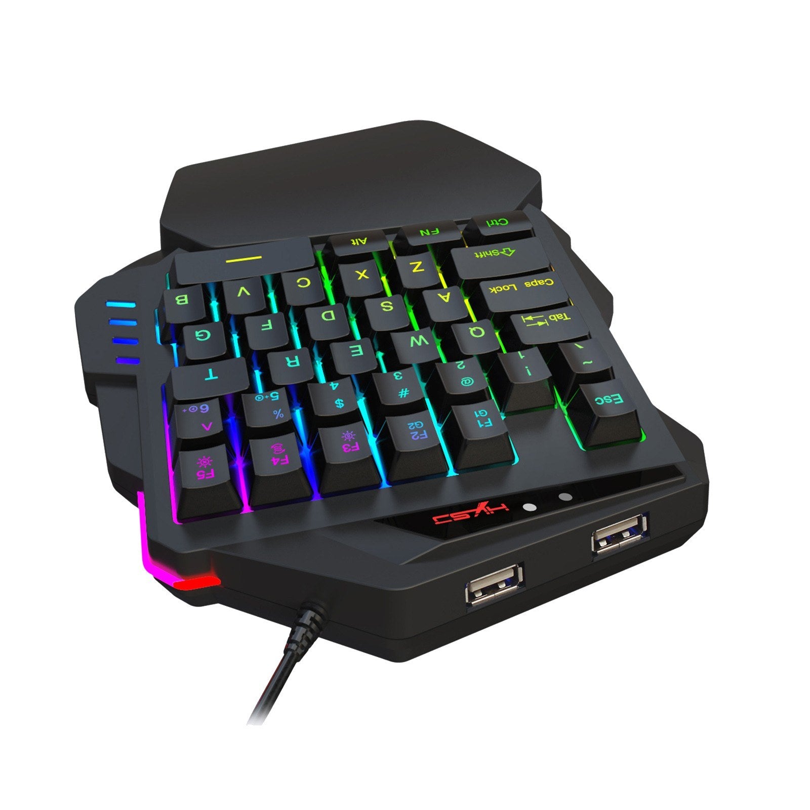 HXSJ V500 One-handed Gaming Keyboard RGB USB Wired Illuminated Keyboar ...