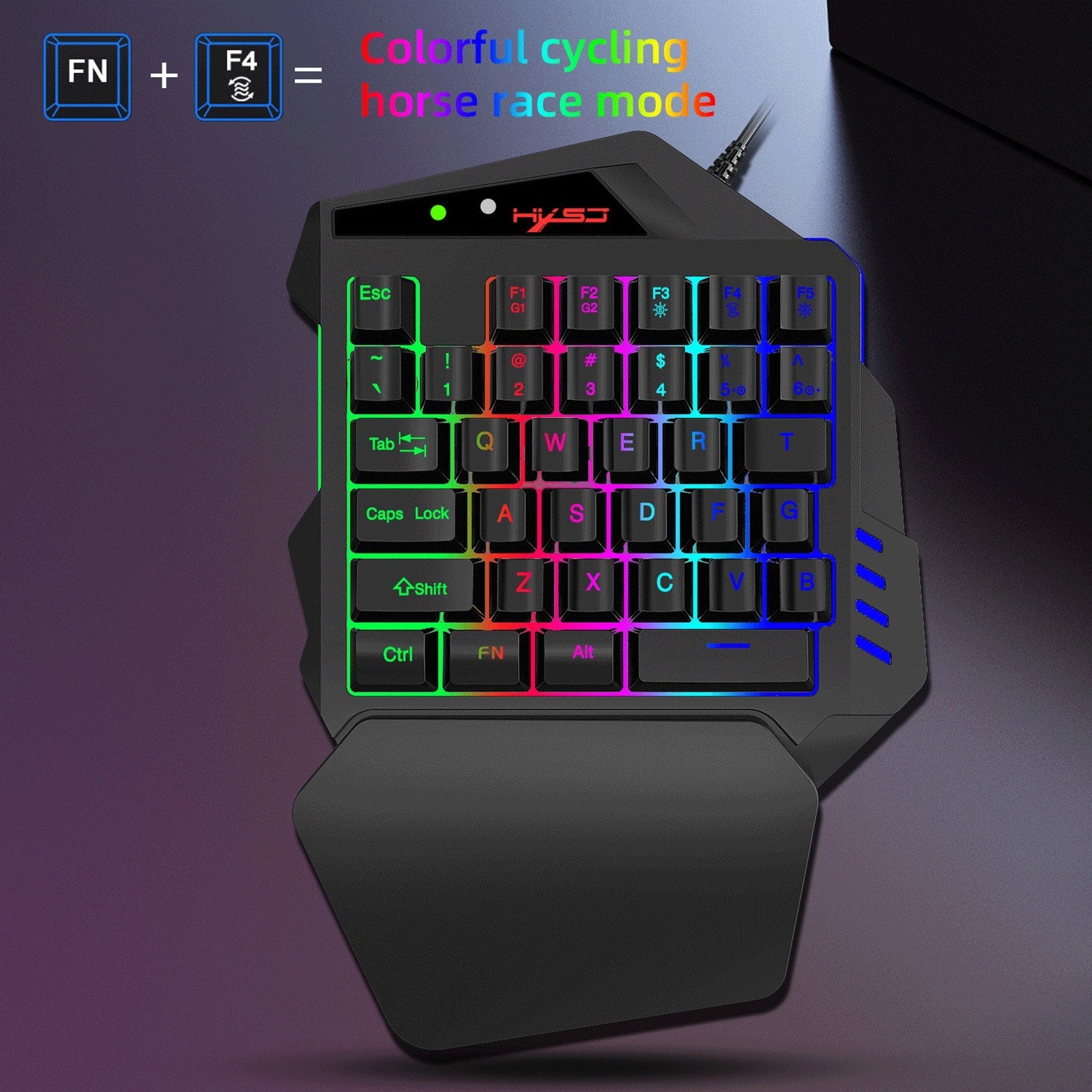 HXSJ V500 One-handed Gaming Keyboard RGB USB Wired Illuminated Keyboar ...