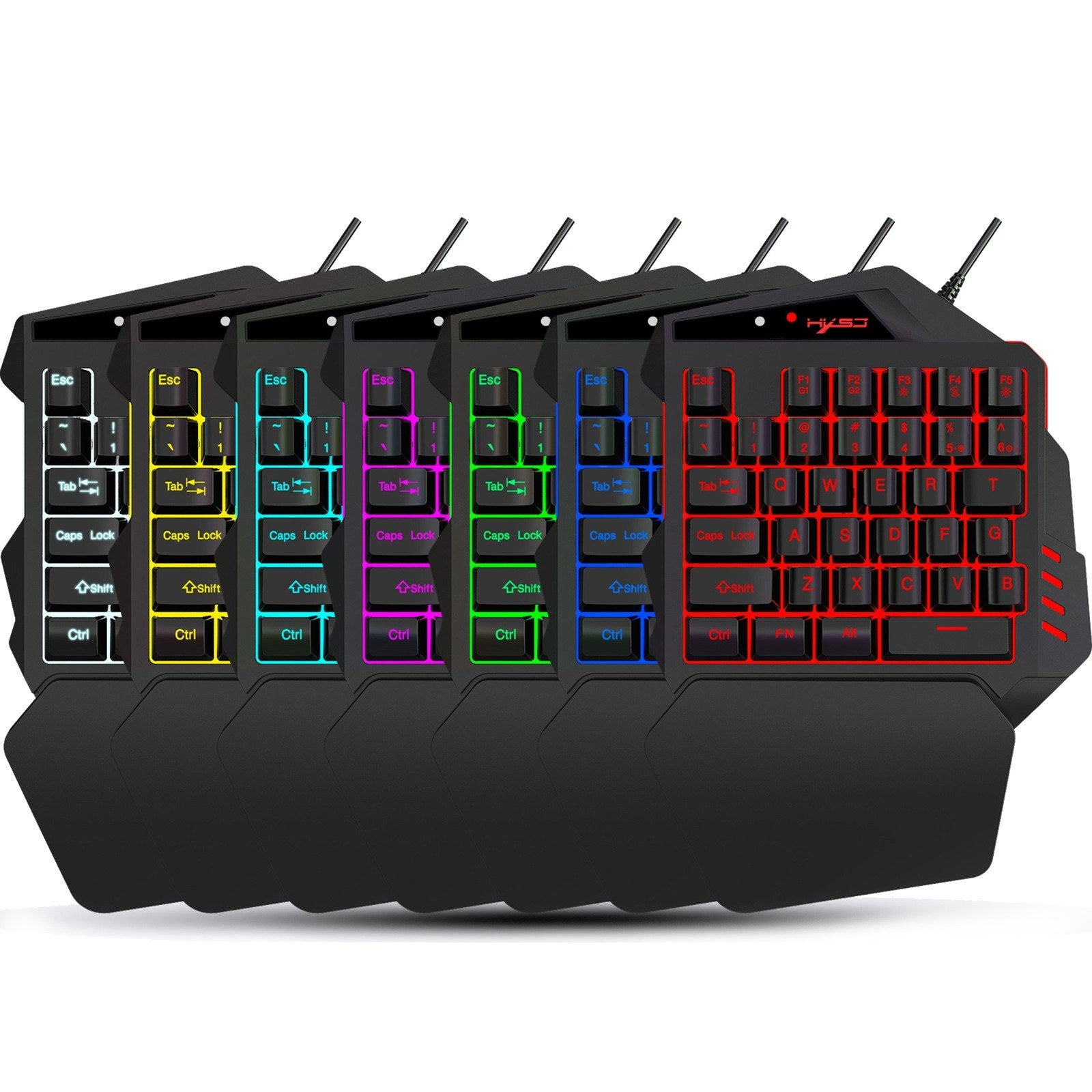HXSJ V500 One-handed Gaming Keyboard RGB USB Wired Illuminated Keyboar ...
